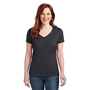 Hanes Ladies Nano-T Cotton V-Neck T-Shirt Ash Gray 3XL
