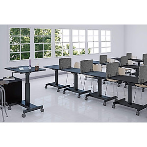 Stand Up Desk Store ReFocus Raw Noise and Distraction Reducing Freestanding Acoustic Desk Divider Mounted Privacy Panel (Anthracite Gray, 20.9" x 16")