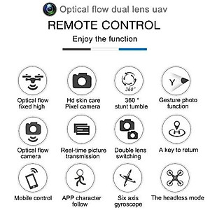 Drone X Pro AIR (RED) 1080P HD Dual Camera Quadcopter with Follow Me Real-Time Transmission Gesture Control Optical Flow Positioning and 2pcs Batteries Included