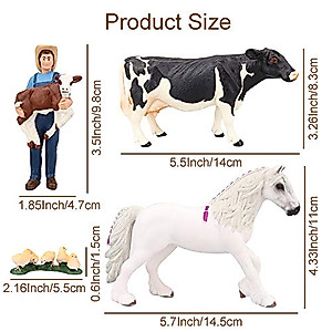 Toymany 40PCS Barn House Toys Farm Animals Figures with Fence Farm Playset, Plastic Farm Figurines Farmhouse Toys, Farmers Horse Cow Hen & Fodders, Christmas Birthday Gift for Kids Toddlers