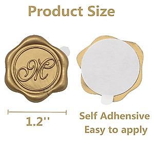 Initial Alphabet D Wax Seal Stickers, ONWINPOR 50 Pack Letter D Wax Seal Stickers Envelope Seal Stickers Envelope Seals Self Adhesive Gold Stickers for Wedding Party Birthday Christmas (D)