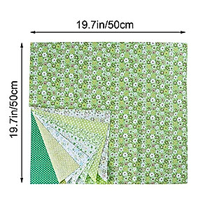 Exceart 7 Sheets Floral Cotton Fabric Floral Cloth Squares Quilting Fabric for Patchwork DIY Sewing Scrapbooking 50x50cm(Green)