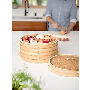 Bamboo Harvest Storage Basket, Stackable with Lid