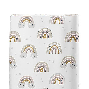 Changing Pad Cover Girl - Baby Changing Table Covers for Girls - Farmhouse Nursery Decor by JLIKA (Rainbows)
