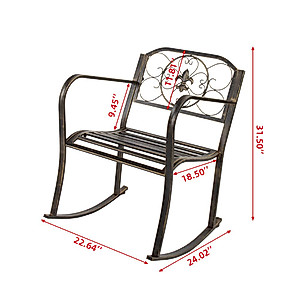 EBLSE Elegant Wrought Iron Porch Rocking Chair Outdoor Garden Single Iron Art Vintage Rocking Chairs (Black)