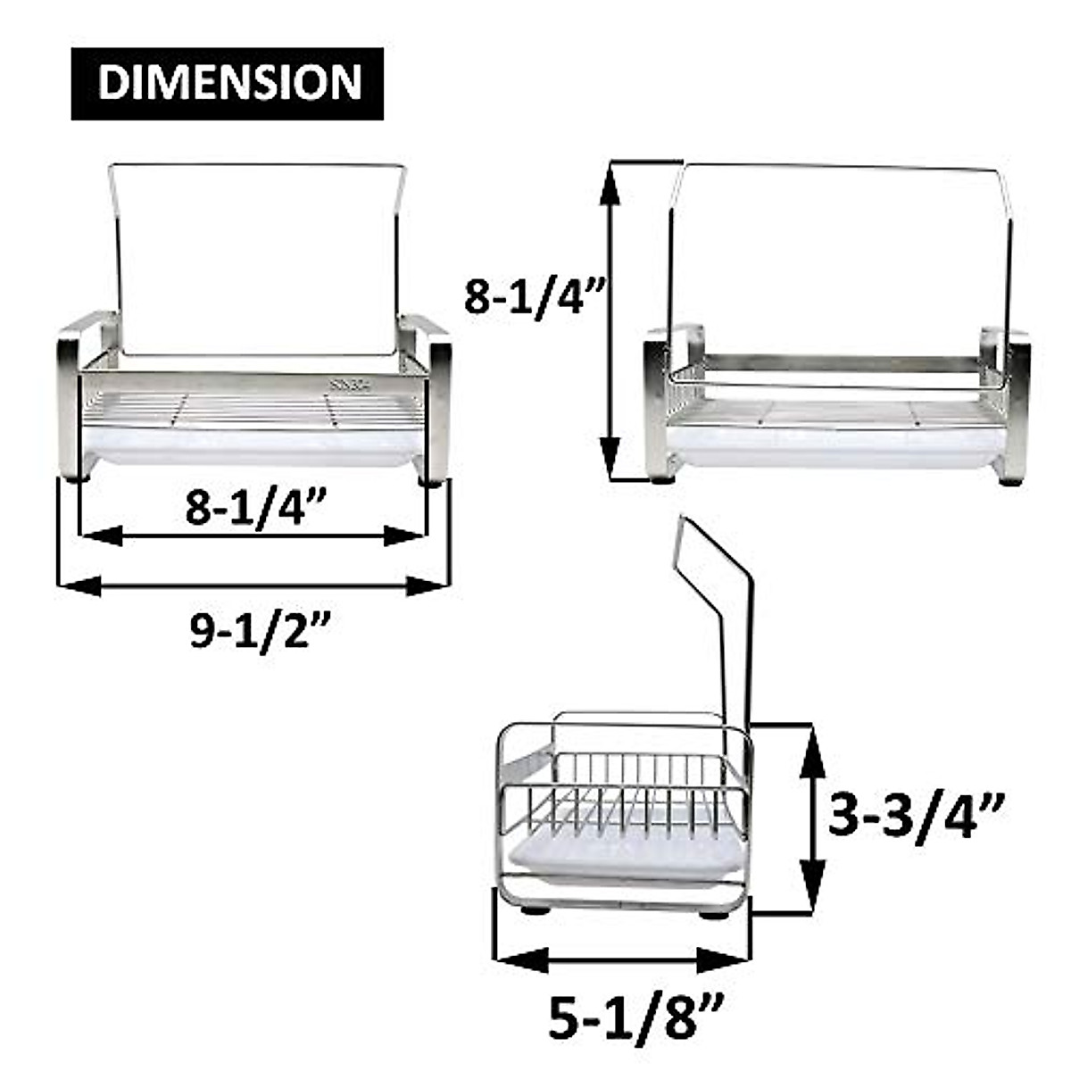 Sponge Holder - Kitchen Sink Organizer - Sink Caddy - Sink Tray - SUS304 Stainless Steel Soap Holder,9.45 x5.15 x8.1 inches,Large Size