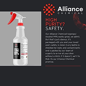 Isopropyl Alcohol 99% - 4 x 1 Quart Spray Bottles - High-Purity Concentrated Rubbing Alcohol for Effective Cleaning - Quick-Drying, Domestically Sourced IPA