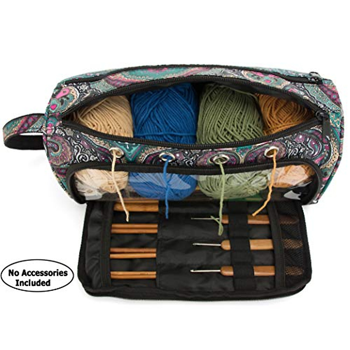 Pacmaxi Yarn Storage Knitting Organizer Carrying Yarn Holder Lightweight Yarn Storage Bag Portable Knitting Organizer for Cotton Yarns, Crochet Hooks, Knitting Needles(Up to 10 Inch)(Bag Only) (Blue)