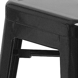 Flash Furniture Kai Commercial Grade 24" High Backless Black Metal Indoor-Outdoor Counter Height Stool with Square Seat