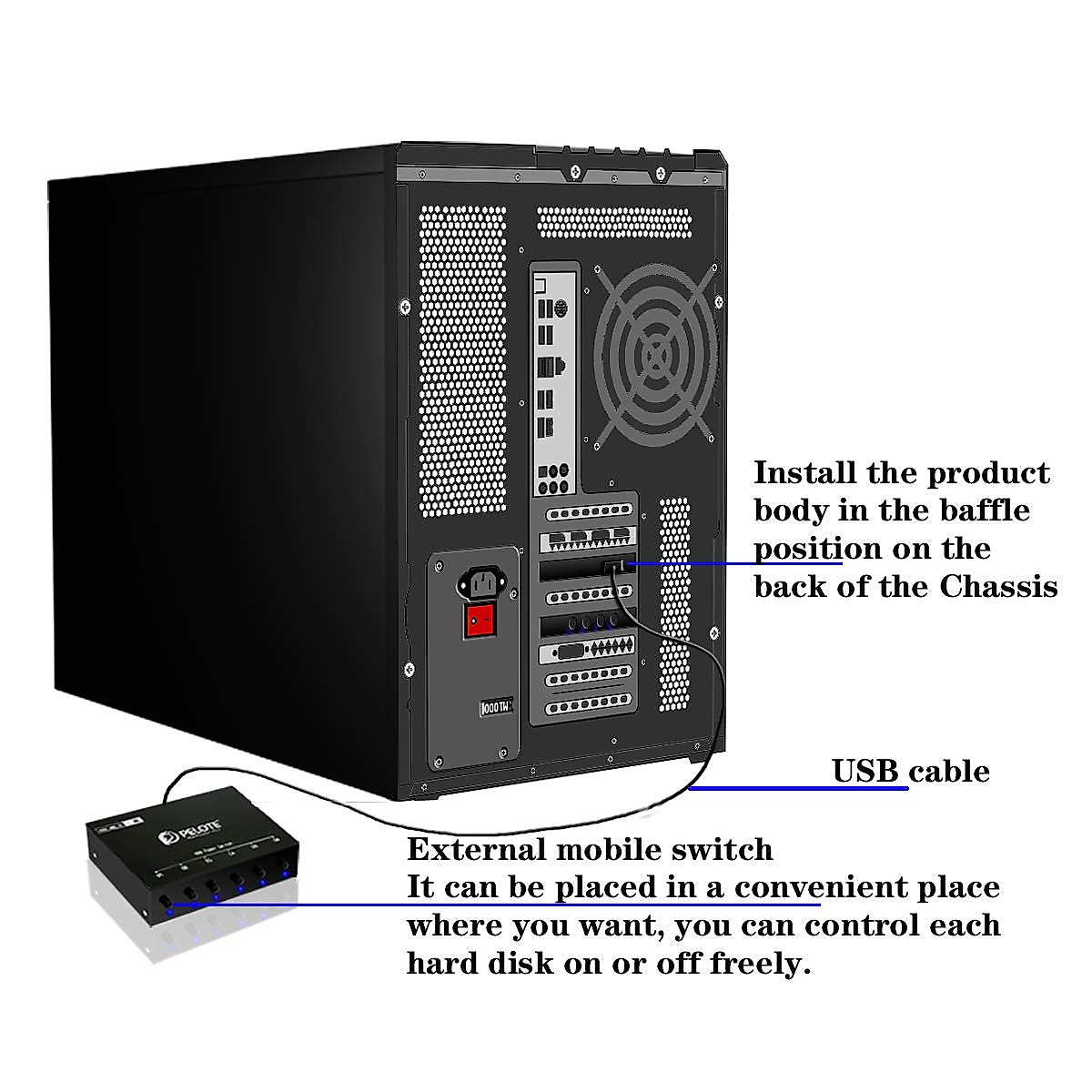 PELOTE Hard Drive Power Switch Module for 2.5 inch / 3.5 inch SATA HDD/SSD, 6-Way Hard Drive Power Independent Switch Controller with TVS Protection