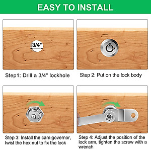 2 Pack Tool Box Lock with Keys, 5/8" Cabinet Lock Cam Lock Keyed Alike, Toolbox Lock Replacement Lock for Mailbox RV Storage Door with Manual, Zinc Alloy (2Pack，5/8 Inch)