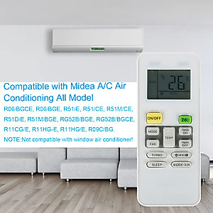 Universal Air Conditioner Remote for Midea Remote Control A/C Air Conditioning for All Model R06/BGCE R06/BGE R51/E R51/CE R51M/CE R51D/E R51M/BGE RG52B/BGE RG52B/BGCE R11CG/E R11HG-E R11HG/E R09C/BG