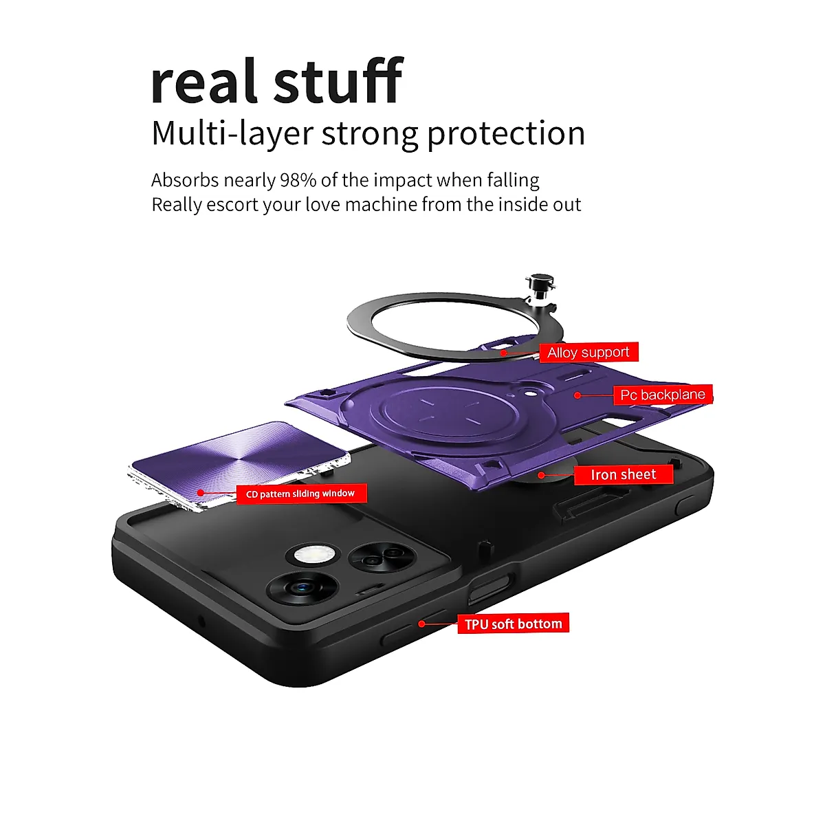 Guzhthi for Oneplus Nord N30 5G Case: Cell Phone Back Cover with Screen Protector [Lens Cap Sparkle] - Purple