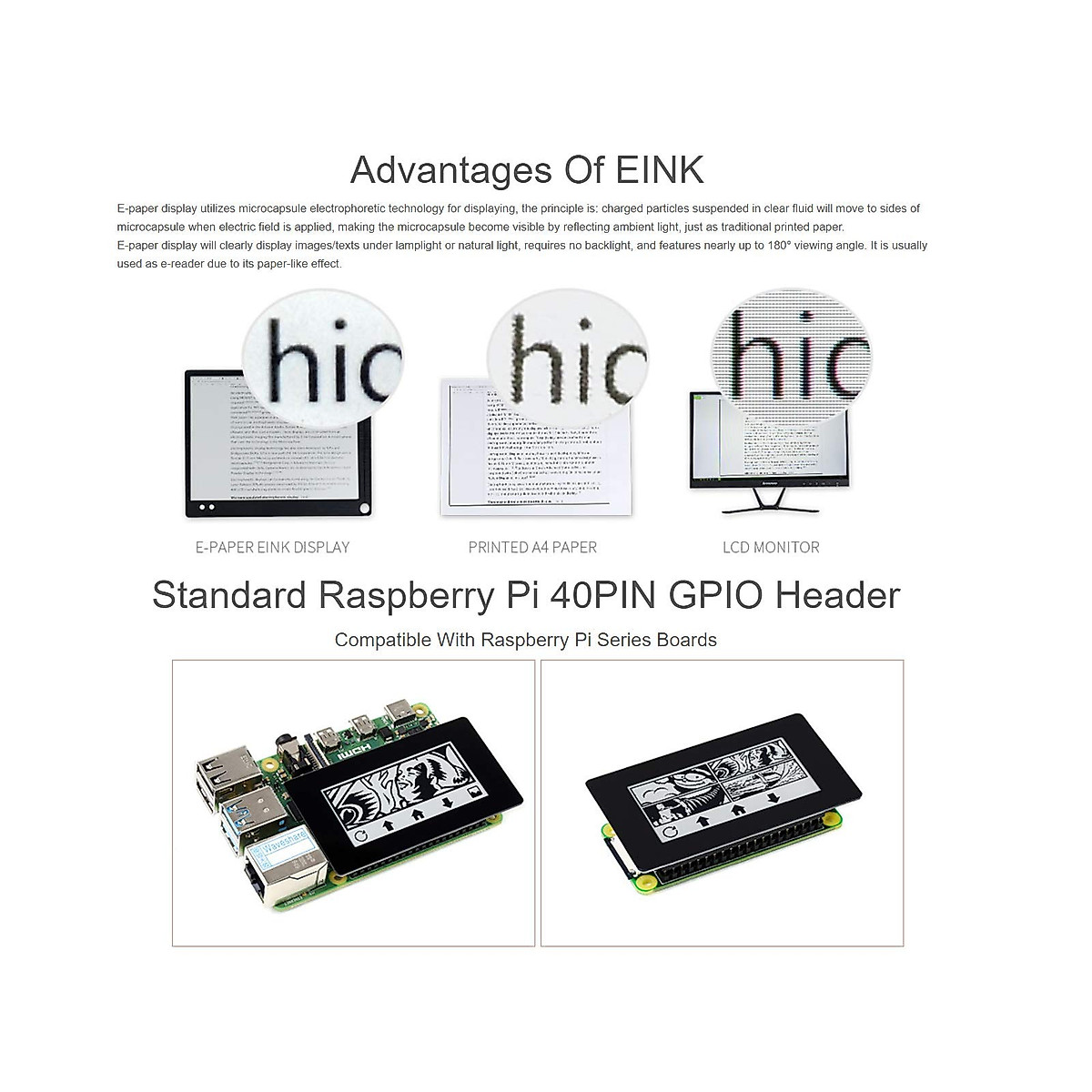 waveshare 2.13inch Touch e-Paper HAT 250×122 Pixels Black White e-Ink Display Module eink Screen for Raspberry Pi 4B/3B+/3B/2B/Zero/Zero W/Zero WH, SPI Interface,Partial Refresh