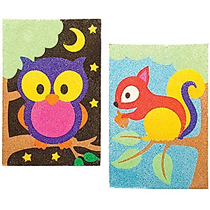 Baker Ross AW883 Woodland Animal Sand Art Pictures - Pack of 8, For Children to Decorate and Display, Ideal Kids Arts and Crafts Project, assorted
