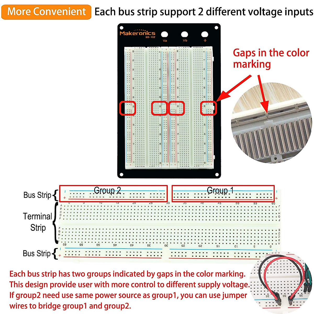 Makeronics Solderless 1660 Breadboard Super Kit - 1660 Tie-Points Experiment Plug-in Breadboard with Aluminum Back Plate + 350 Jumper Wires + 65 Jumper Wires for Prototyping Circuit/Arduino