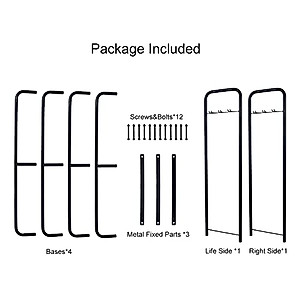 TQVAI 8ft Firewood Rack, Heavy Duty Fire Log Storage Rack for Patio Deck Indoor Outdoor Fireplace Tool Holder, Black