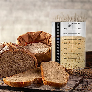 Tyniaide 40oz/1200ml Sourdough Starter Kit – Extra Thermometer Strips and Breathable Covers Included in Sourdough Starter Jar – A Perfect Sourdough Bread Starter Kit for Beginners to Expert