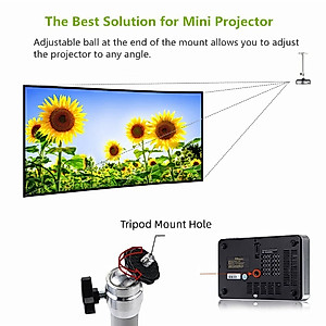 Boewill Mini Ceiling Wall Projector Mount Stand 360° Rotation Tripod Mount Compatible with Most Mini Projectors Digital Camera Camcorder (135mm. Grey)