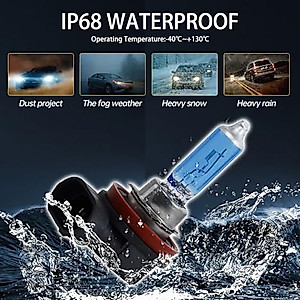 Hawyet 2 PCS 12V 100W Car Halogen Fog Lamp with M Box, Super White Waterproof Automotive Bulb for Low Beam Driving, Universal High Beam Lamp with Plastic Basement (White Light #H11)