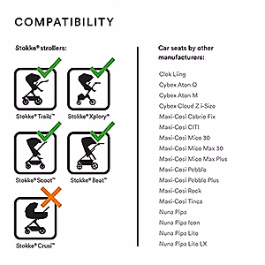 Stokke Stroller Multi Car Seat Adapter, Black - Compatible with Select Maxi COSI, Nuna, Cybex & Clek Car Seats - for Stokke Trailz Terrain, Xplory 6 & Xplory X Strollers - Easy-to-Clean Plastic