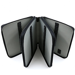 YOUSHARES 120 Slots Pencil Case - PU Leather Handy Multi-layer Large Zipper Pen Bag with Handle Strap for Prismacolor Watercolor Pencils, Crayola Colored Pencils, Marco Pens and Makeup Brush (Black)