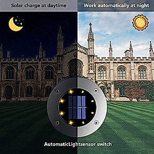 BLUEGUAN 14 Pack Solar Ground Lights, 8 LED Light Beads, Waterproof and Bright for Outdoor Gardens, Landscape Lamps for passages, courtyards, Decks, lawns, patios and walkways (Warm)