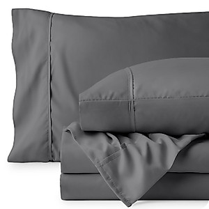 Bare Home Twin Sheet Set - 1800 Ultra-Soft Microfiber Twin Bed Sheets - Double Brushed - Deep Pockets - Easy Fit - Extra Soft - 3 Piece Set - Bedding Sheets & Pillowcases (Twin, Grey)
