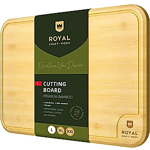 Bamboo Serving Boards, Wood Chopping Boards with Juice Groove, Wooden Serving Board for Vegetables