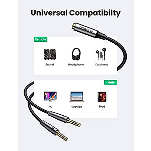 UGREEN Headphone Splitter Adapter 3.5mm 2 Male to Female Smartphone Headset Cable Mic and Speaker Combo to PC Audio Splitter Compatible with Separate Mic and Audio Ports Computer Laptop
