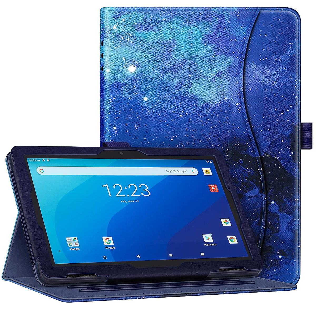 Fintie Folio Case for Onn. 10.1" Tablet 2020 (Model: 100011886), Multiple Angle Viewing Smart Stand Protective Cover with Pocket, Pencil Holder for Onn 10 inch Tablet 2020 Generation 2 (Starry Sky)