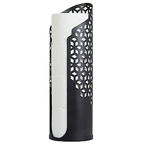 Better Living Products Hexacube Toilet Tissue Reserve, Bathroom Organizer, Matte Black, 5.75" x 5.75" x 17.5"