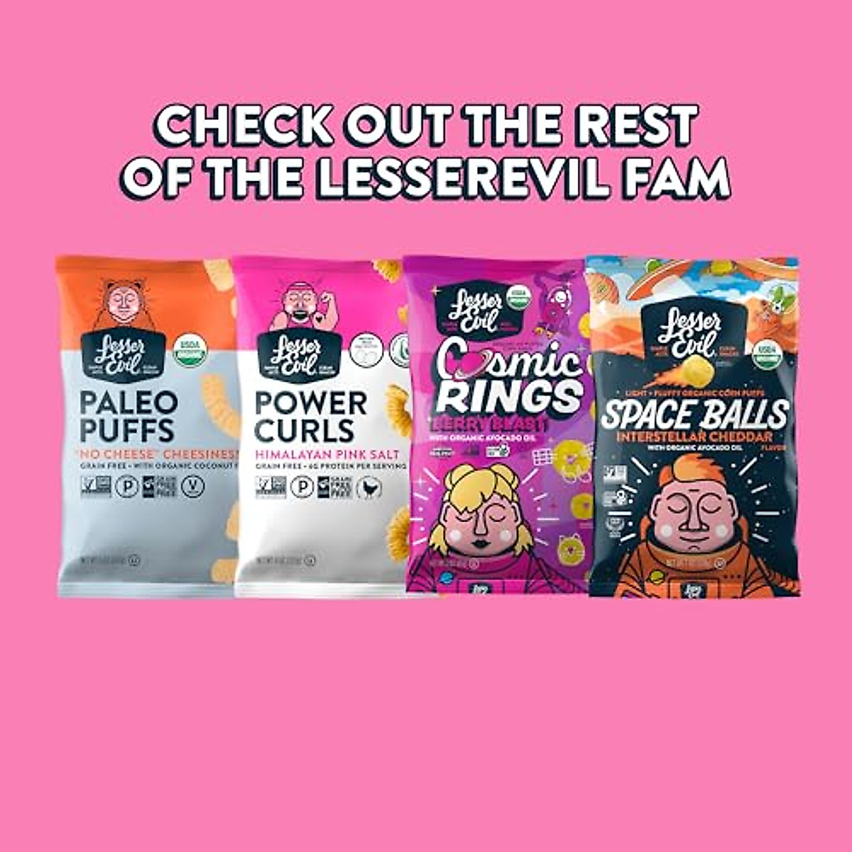 LesserEvil Himalayan Pink Salt Organic Popcorn, Premium Quality, Minimally Processed, No Vegetable Oil, 4.6 Oz, (Pack of 3)