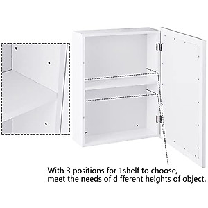 Tangkula Mirrored Bathroom Cabinet, Wall Mount Storage Organizer, Medicine Cabinet with Single Doors