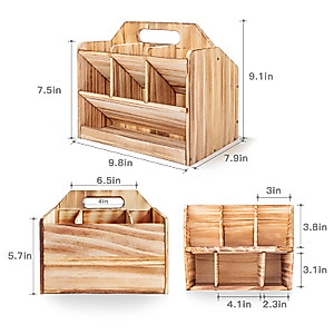 QINOL Wooden Utensil Holder, Flatware Cutlery Dispenser with Handles Silverware Holder for Restaurant Kitchen, Camping, Home, Countertop and Party