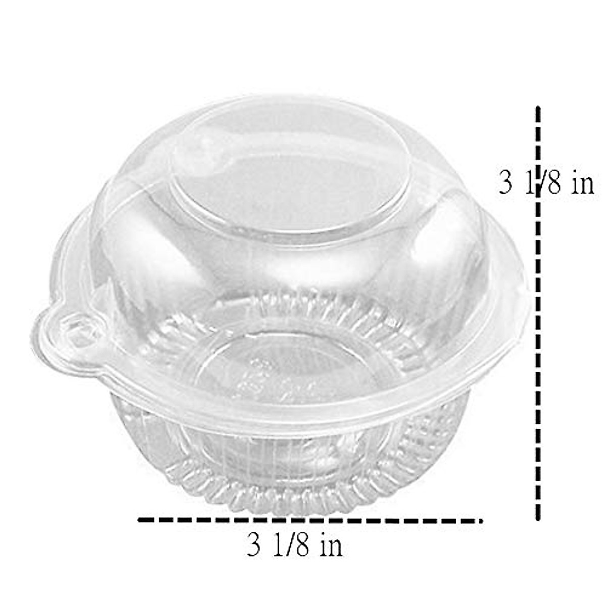 Hewnda 100 Pack Plastic Single Individual Cupcake Muffin Dome Holders Cases Boxes Cups Pods,Great for parties or cake/muffin sales