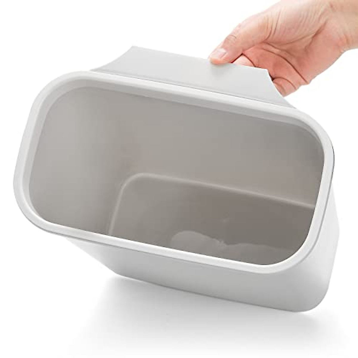 ZEAYEA 2 Pack Hanging Trash Can, 2 Gallon Plastic Cabinet Door Trash Can, Slim Waste Bin with Rim to Fix Trash Bag, Small Wastebasket for Kitchen, Cupboard, Office, Bathroom, Bedroom