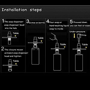 Fonveth Contemporary Design Kitchen Sink Countertop Soap Dispenser, Solid Brass Built in Hand Soap Dispenser Pump Matt Black