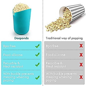 Silicone Microwave Popcorn Popper Maker Reusable Popcorn Buckets Single Serve Portion Popcorn Bowls Set For Family Dishwasher Safe 2 piece
