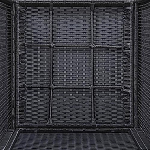 Yaheetech 9-Piece Patio Dining Sets Outdoor Space Saving Rattan Chairs with Glass Table, Wicker Patio Furniture Sets Outdoor Sectional Conversation Set with Removeable Cushions, Black