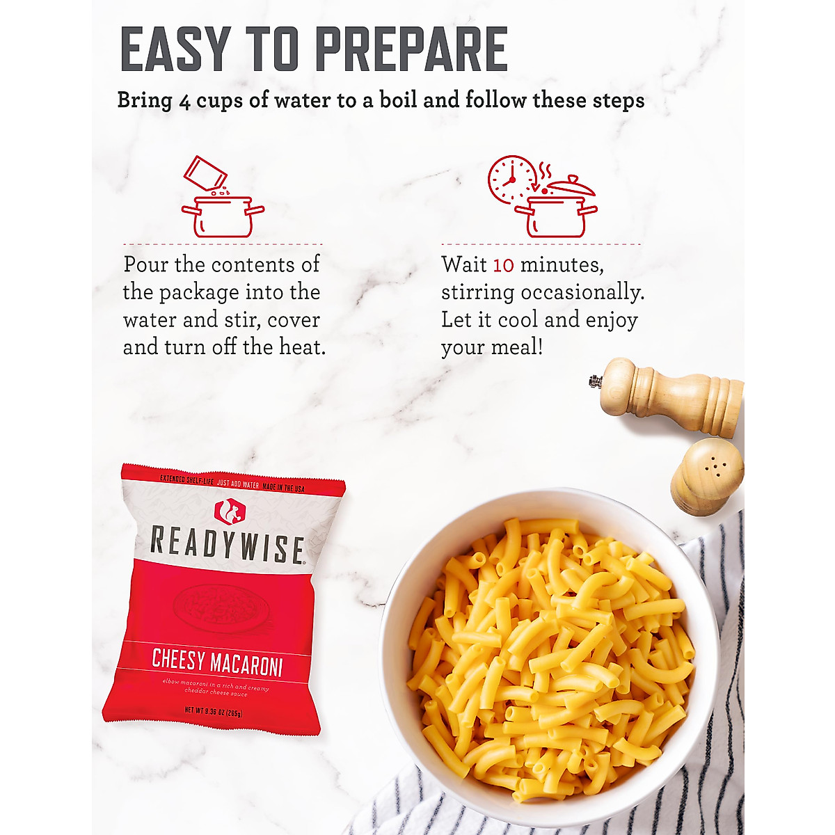 READYWISE - 72 Hours, 30 Servings, Emergency Food Supply, MRE, Pre-made, Freeze-Dried, Survival Food, Meal Essentials for, Camping, Hiking, and, Emergencies, Individually Packaged, 25-Year Shelf Life