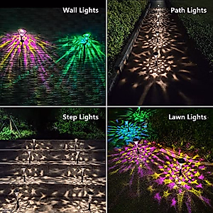 Nenkidi Bright Solar Powered Pathway Lights, 8 Pack Solar Lights Outdoor Garden Waterproof, Led Landscape Lighting Decorative for Path Yard Lawn Walkway Patio Fence Warm White&Dynamic Multicolor