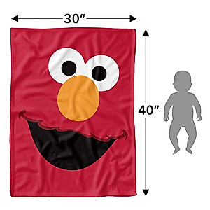 LOGOVISION Sesame Street Lightweight Baby Blanket, 30"X40", Elmo Face Unisex for Infants Girls & Boys