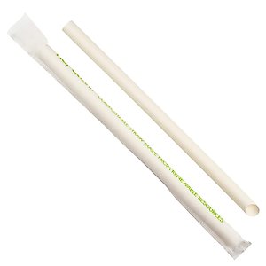 Karat Earth 9" Colossal Paper Straw Wrapped Diagonal Cut - White (Case of 1600)