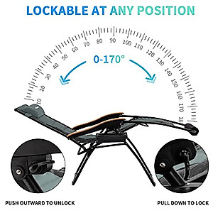 Amopatio Oversized Zero Gravity Chair, 30" Width Padded Lounge Chairs for Outside, Folding Reclining Camping Chair for Patio Pool Beach Sun Tanning, Grey