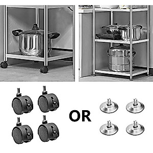 JEPRECO 4-Tier Stainless Steel Shelving Unit with Wheels 15.7" L x 13.8" W x 43.5" H for Narrow Places, Kitchen Baker's Rack Cart for Kitchen Office Home, Multi-Purpose Organizer Rack