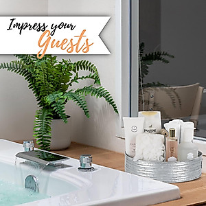 Autumn Alley Farmhouse Rustic Shower Caddy Basket for Bathroom - Toiletries Countertop Organizer, Decorative Bathroom Caddy, Galvanized Bathroom Accessories with Toilette Label, 11" x 6.25", Large