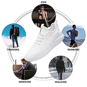 QIJGS Running Shoes for Men Fashion Sneakers Gym Tennis Athletic Mesh Lightweight Sports Workout Casual Shoes-white-44