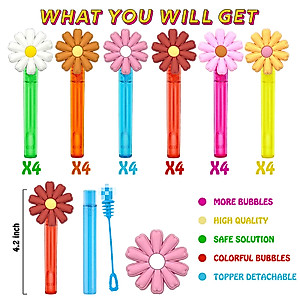 uoyoi Groovy Party Favors,24Pcs Retro Hippie Daisy Bubble Wand for Groovy Birthday Party Supplies,Classroom Prizes Pinata Goodie Bag Stuffers Gifts