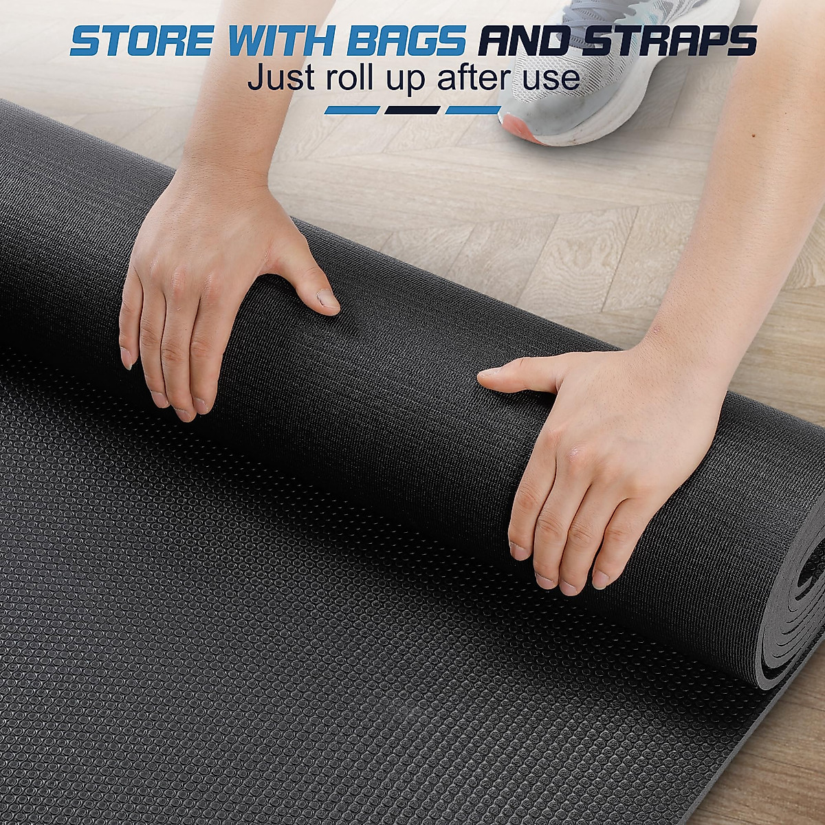 Exercise Mat - Rengue 8'x6' Large Exercise Mat Thick 7mm, Extra Wide Workout Mat for Men and Women, High-Density Large Gym Mat, Fit for Home Workout, Plyo, Cardio, Jump Rope, Weights